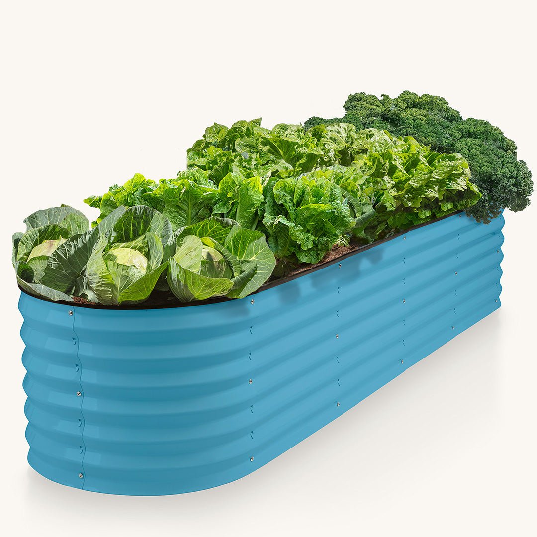 9 in 1 Modular Teal Raised Garden Bed 8×2×1.5 ft – Plant & Plot
