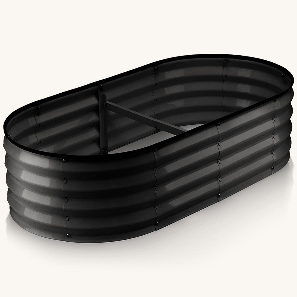 4x2x1 ft Black Oval Raised Garden Bed – Plant & Plot